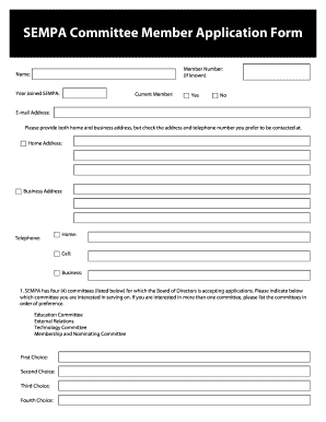 Fillable Online sempa SEMPA Committee Member Application Form Member ...