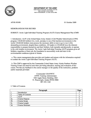 Fillable Online wainwright army DEPARTMENT OF THE ARMY NORTHERN WARFARE ...
