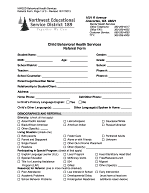 Fillable Online Child Behavioral Health Services Referral Form Fax ...