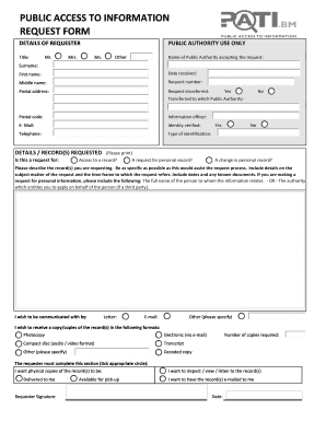 Fillable Online PUBLIC ACCESS TO INFORMATION REQUEST FORM ...