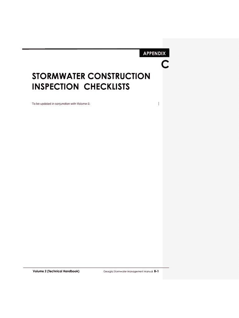 Fillable Online STORMWATER CONSTRUCTION INSPECTION CHECKLISTS Fax Email ...