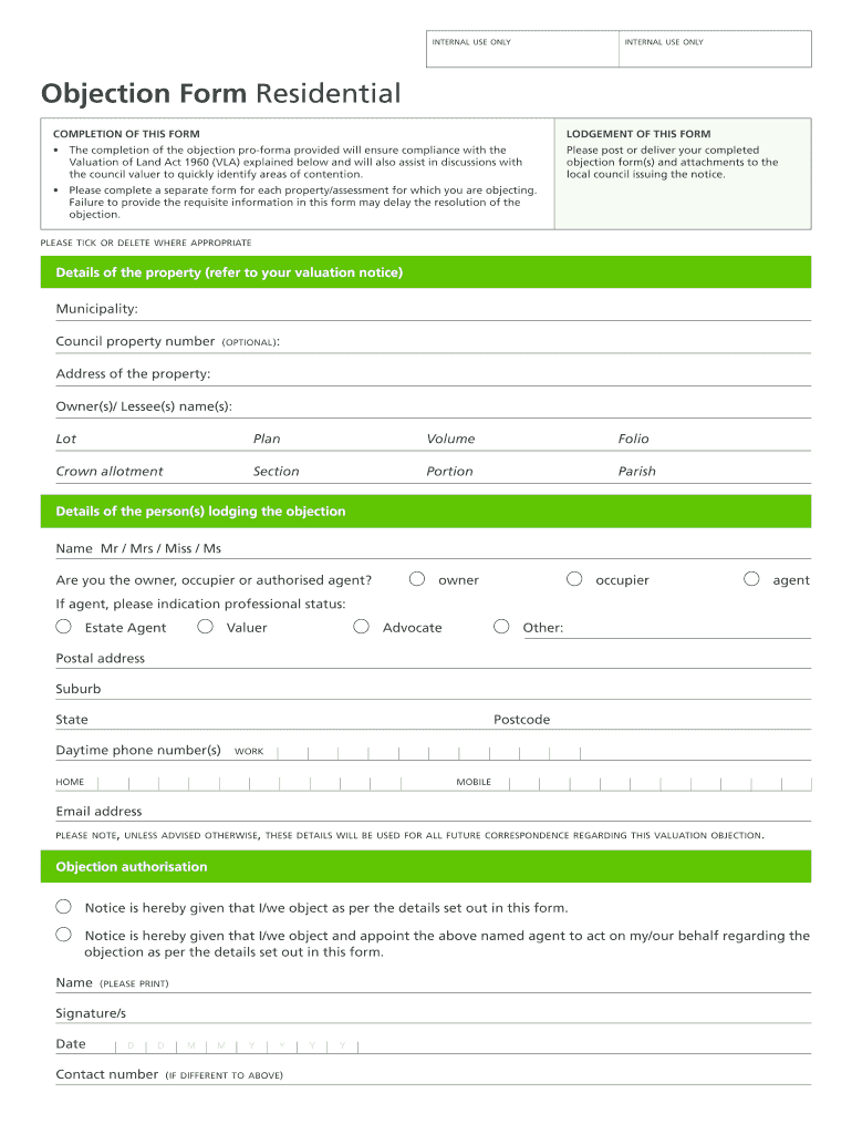 Fillable Online Residential Objection form - City of Wodonga Fax Email Print - pdfFiller