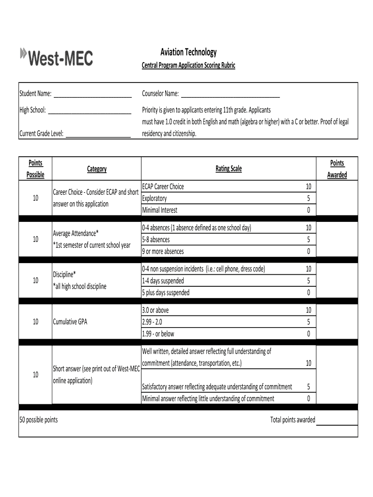 Fillable Online Aviation Technology - West-MEC Fax Email Print - pdfFiller