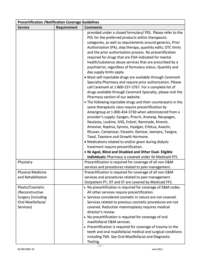 Fillable Online Precertification /Notification Coverage Guidelines Fax ...