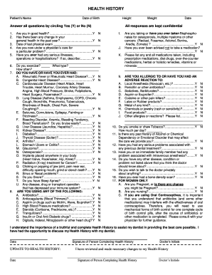 Fillable Online Health History Sample A Fax Email Print - pdfFiller