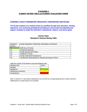 Fillable Online ELEMENT RATING TABLE and ELEMENT EVALUATION FORMS Fax ...