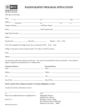 Fillable Online RADIOGRAPHY PROGRAM APPLICATION Fax Email Print - pdfFiller