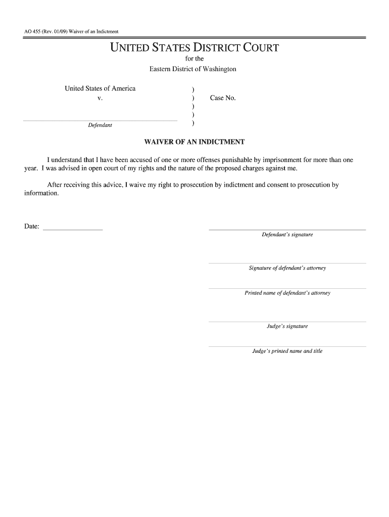Fillable Online Waiver of an Indictment Fax Email Print - pdfFiller