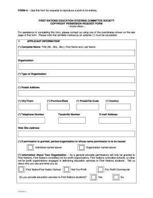 Fillable Online fnesc Form A - Copyright Permission Form entire 3 Fax ...
