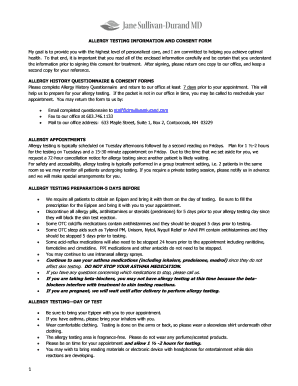 Fillable Online ALLERGY TESTING INFORMATION AND CONSENT FORM ALLERGY ...