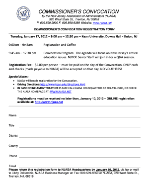 Fillable Online COMMISSIONERS CONVOCATION REGISTRATION FORM Fax Email Print - pdfFiller