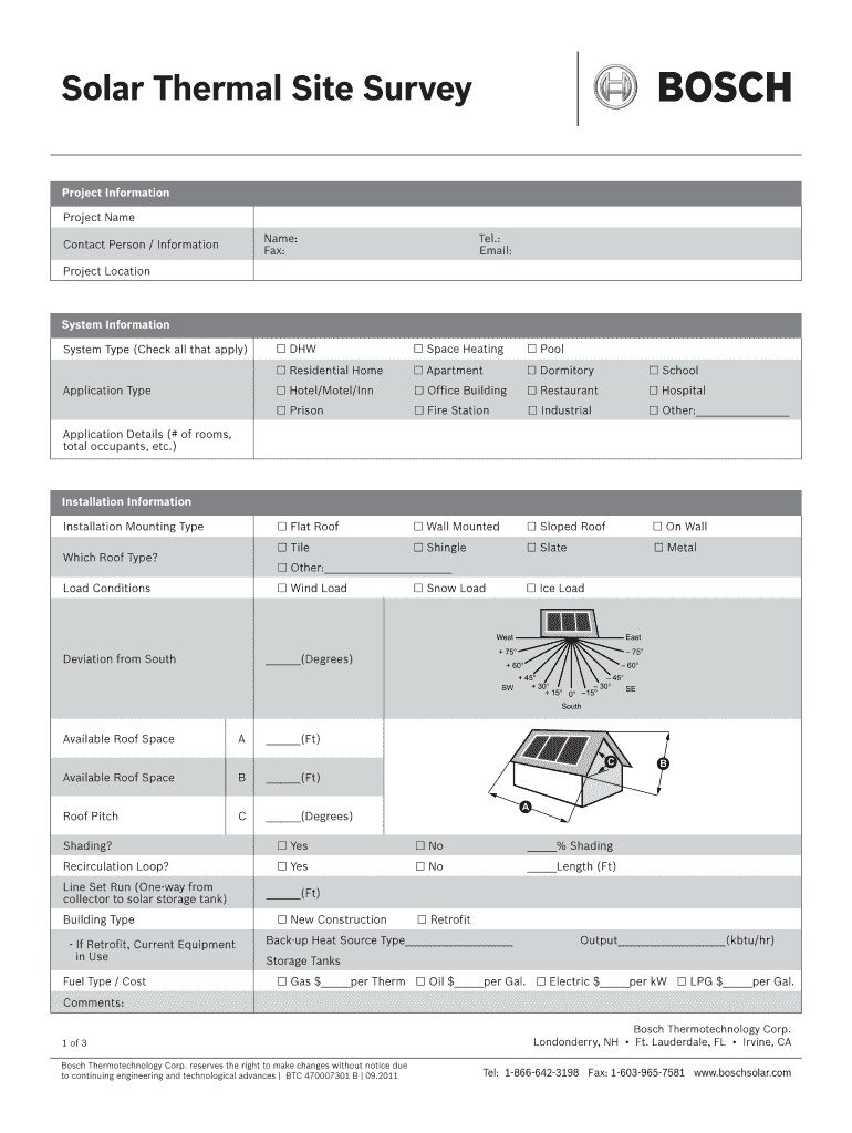 Fillable Online Bosch Solar Site Survey - bosch-climateus Fax Email ...