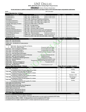 Fillable Online 2015- 2016 UNT Dallas Catalog Degree Requirements ...