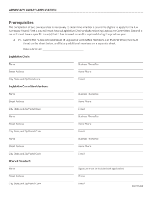 Fillable Online ILA Advocacy Award Guidelines and Application Fax Email ...