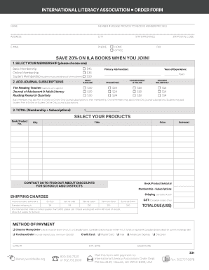 Fillable Online ILA Order Form - International Reading Association Fax ...