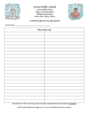 Fillable Online Summer Reading tracking sheet v4docx Fax Email Print ...