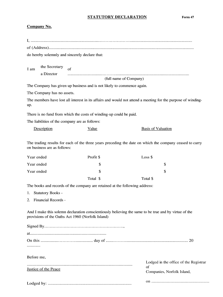 Fillable Online Form47-Statutory Declaration.doc Fax Email Print ...