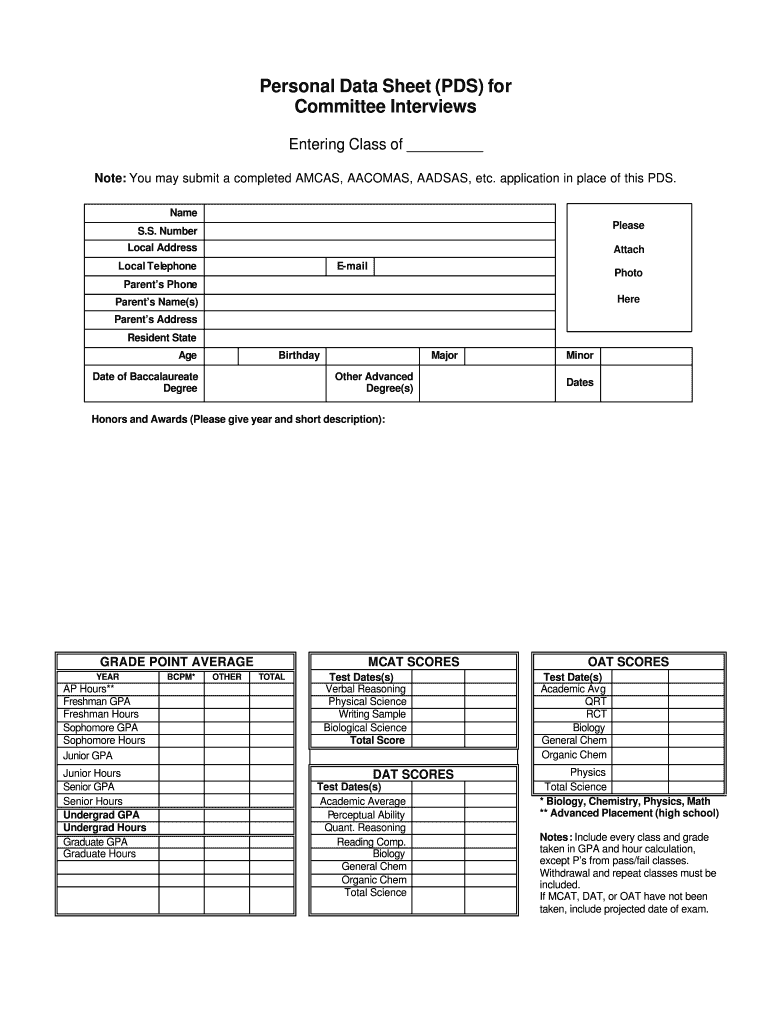Fillable Online www2 byui Personal Data Sheet PDS for Committee Interviews Fax Email Print ...