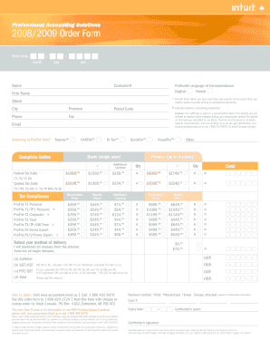 Fillable Online intuit Professional Accounting Solutions 20082009 Order Form - intuit Fax Email ...