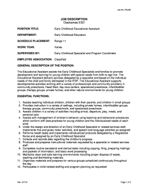 Fillable Online Early Childhood Educational Assistant Fax Email Print ...