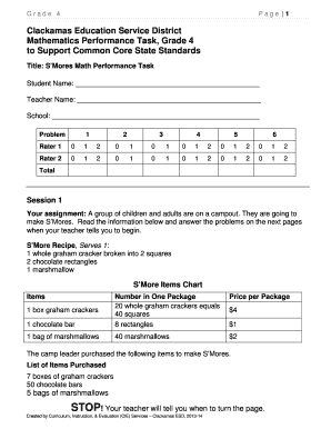 Fillable Online Mathematics Performance Task, Grade 4 Fax Email Print ...