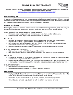 Fillable Online RESUME TIPS & BEST PRACTICES Fax Email Print - pdfFiller