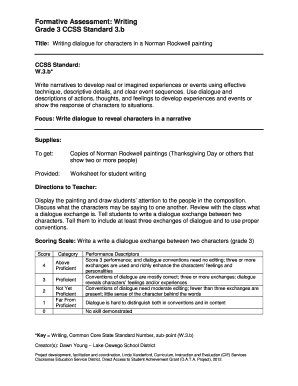 Fillable Online Formative Assessment: Writing Grade 3 CCSS Standard 3 ...