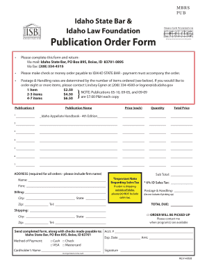 Fillable Online isb idaho Updated Publication Order Form - Idaho State ...
