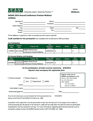 Fillable Online MGMA Webinars MGMA Annual Preview Webinar 15FREE3 Fax ...