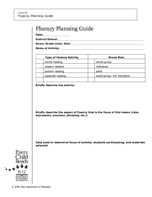 Fillable Online Blank fluency planning guide - Area Education Agency ...