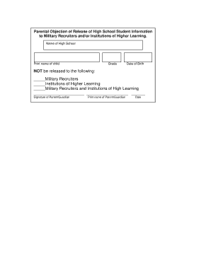Fillable Online Military recruiter opt out form Fax Email Print - pdfFiller