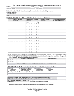 Fillable Online For TeachersStaff Functional Assessment Checklist for ...