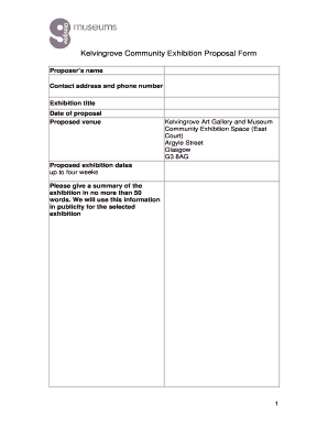 Fillable Online Kelvingrove Community Exhibition Proposal Form ...