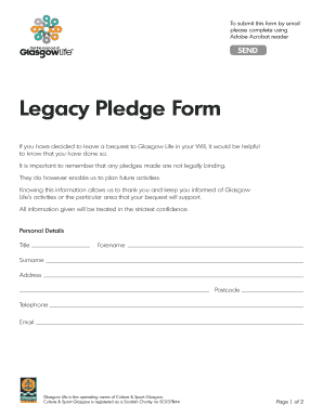 Fillable Online Legacy Pledge Form - Glasgow Life Home Fax Email Print ...