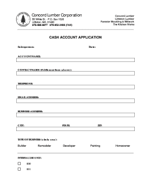 Fillable Online Cash Account Application Form PDF versiondocx Fax Email ...