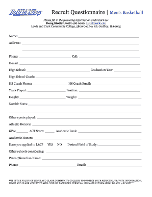 Fillable Online Recruit Questionnaire Mens Basketball Fax Email Print ...