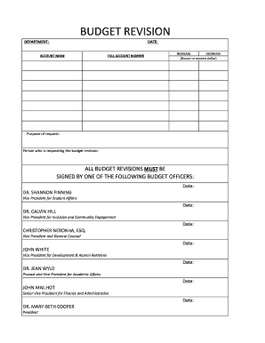Fillable Online springfield BUDGET REVISION - Springfield College Fax ...