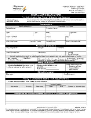 Fillable Online GENERAL AUTHORIZATION FORM Prior Authorization Step Fax ...