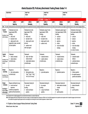 Fillable Online Alberta Education ESL Proficiency Benchmarks Tracking ...