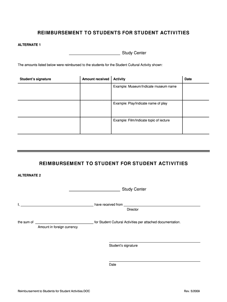 Fillable Online eap ucop Study Center Reimbursement to Students for ...