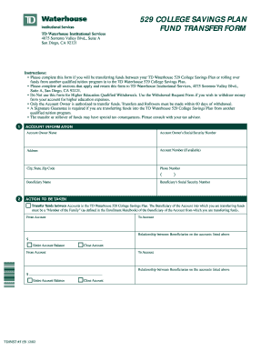 Fillable Online 529 COLLEGE SAVINGS PLAN FUND TRANSFER FORM Fax Email Print - pdfFiller