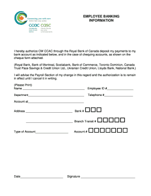 Fillable Online EMPLOYEE BANKING Fax Email Print - pdfFiller