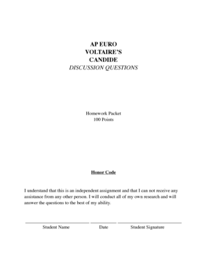 Fillable Online AP EURO VOLTAIRES CANDIDE DISCUSSION QUESTIONS Fax ...