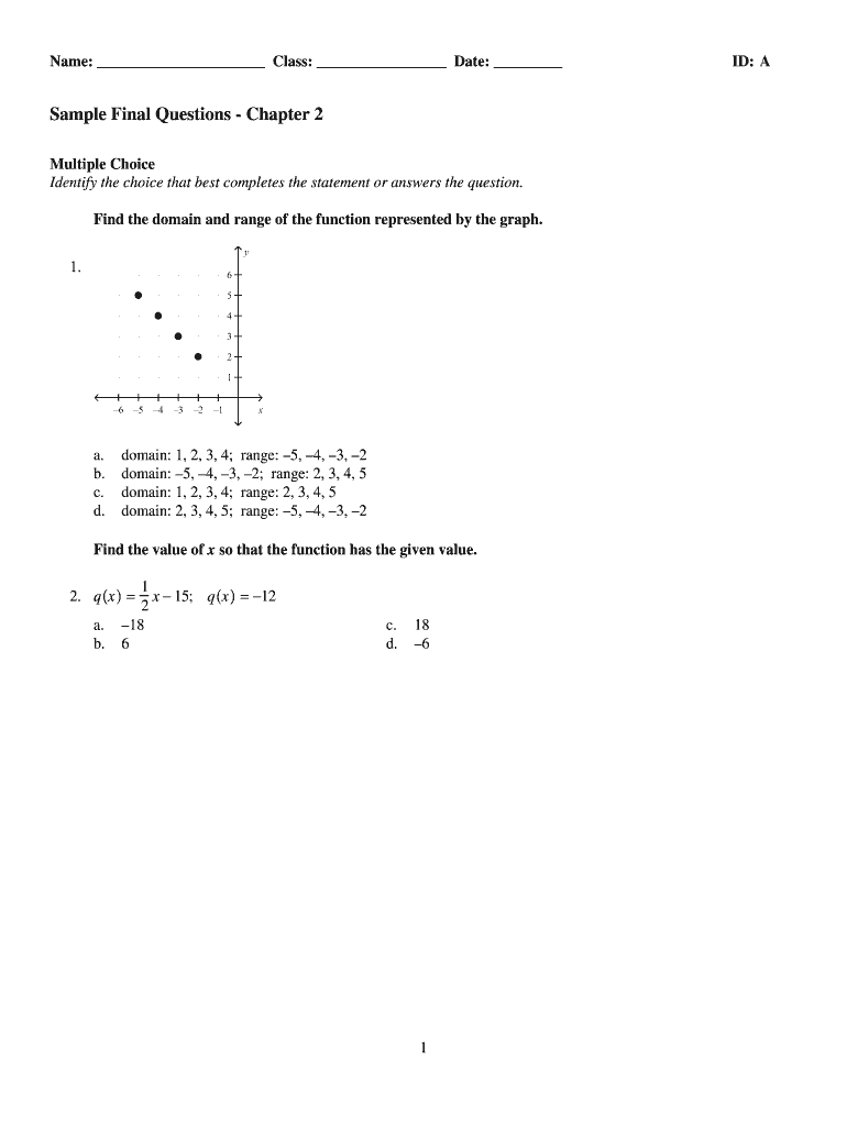 Fillable Online ExamView - Chapter 2 Sample Problemstst algebra 2AB ...
