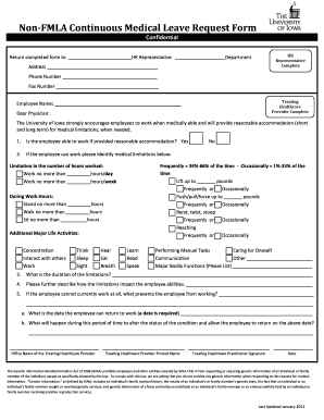 Fillable Online Non-FMLA Continuous Medical Leave Request Form Fax ...