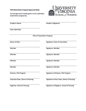 Fillable Online nursing virginia PhD Dissertation Proposal Approval Sheet Fax Email Print ...