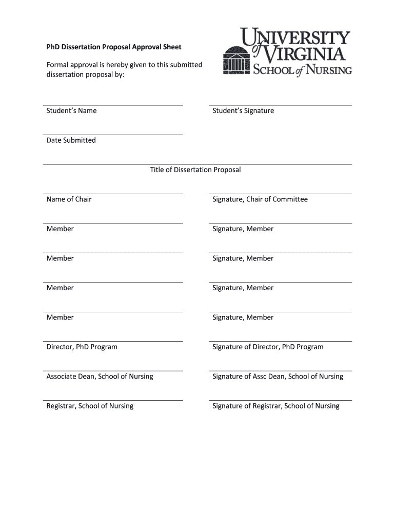 Fillable Online nursing virginia PhD Dissertation Proposal Approval Sheet Fax Email Print ...