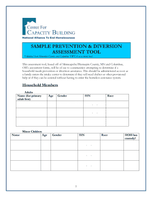 Fillable Online SAMPLE PREVENTION DIVERSION ASSESSMENT TOOL Fax Email ...