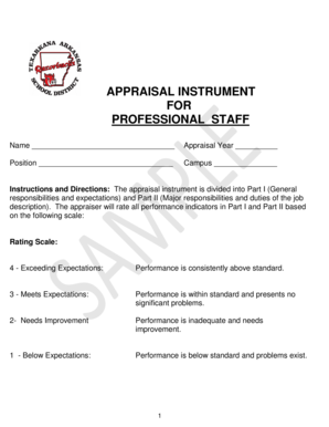 Fillable Online APPRAISAL INSTRUMENT FOR PROFESSIONAL STAFF Fax Email ...