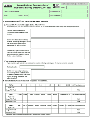 Fillable Online donna schooldesk Paper Administrations of TELPAS ...